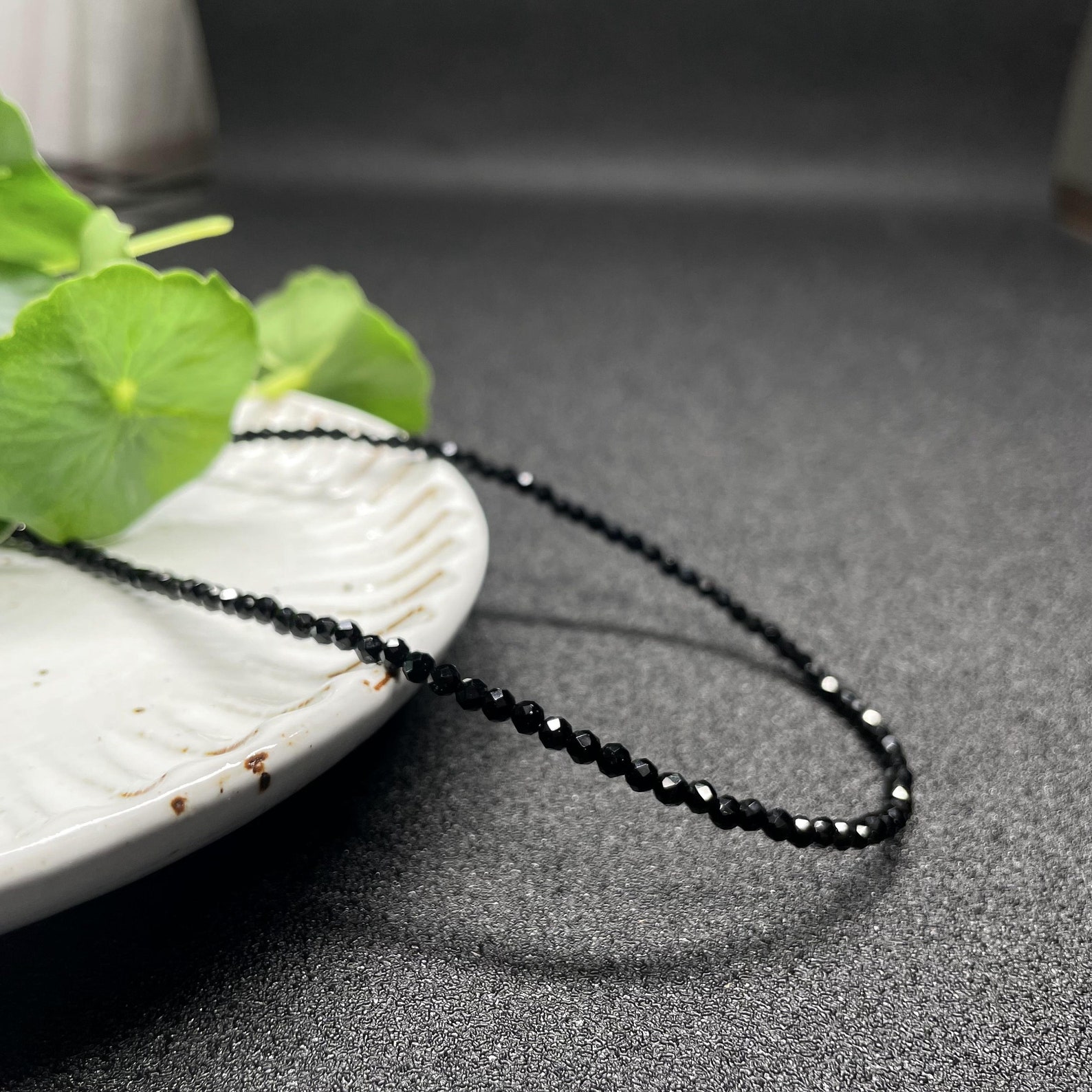 Black Spinel Necklace, Black Spinel Jewelry, Layering, Beaded, Layering ...