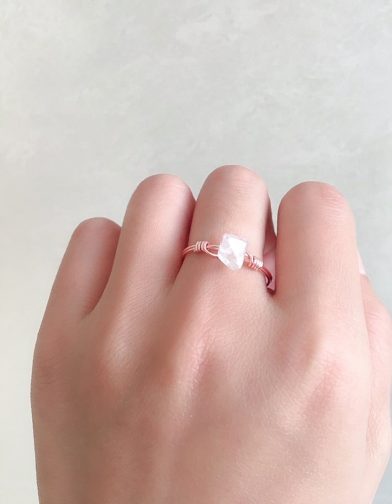 Minimalist Raw Clear Quartz Ring, Minimal Sterling Silver Wire Ring ...
