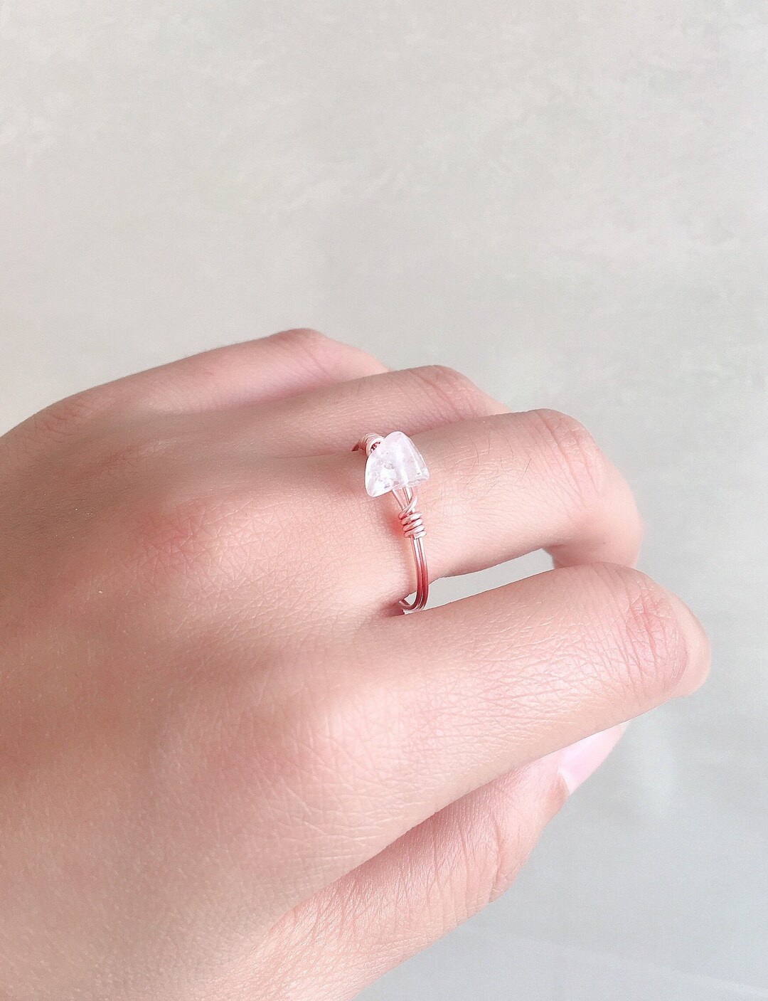 Minimalist Raw Clear Quartz Ring, Minimal Sterling Silver Wire Ring ...