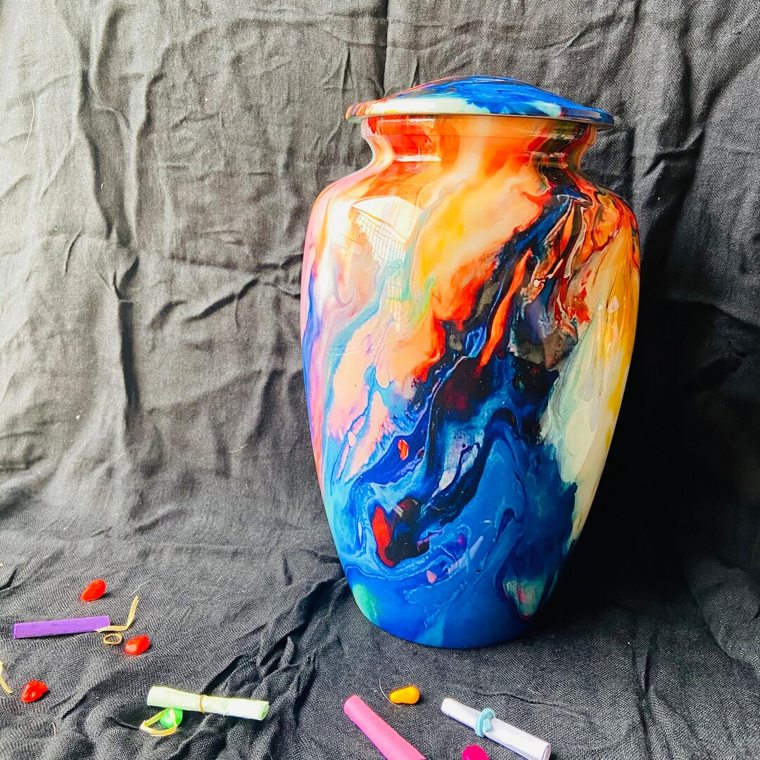 Urn for Human Ashes, Tie Dye Urn, Rainbow Urn, Urn for Human Ashes Full ...