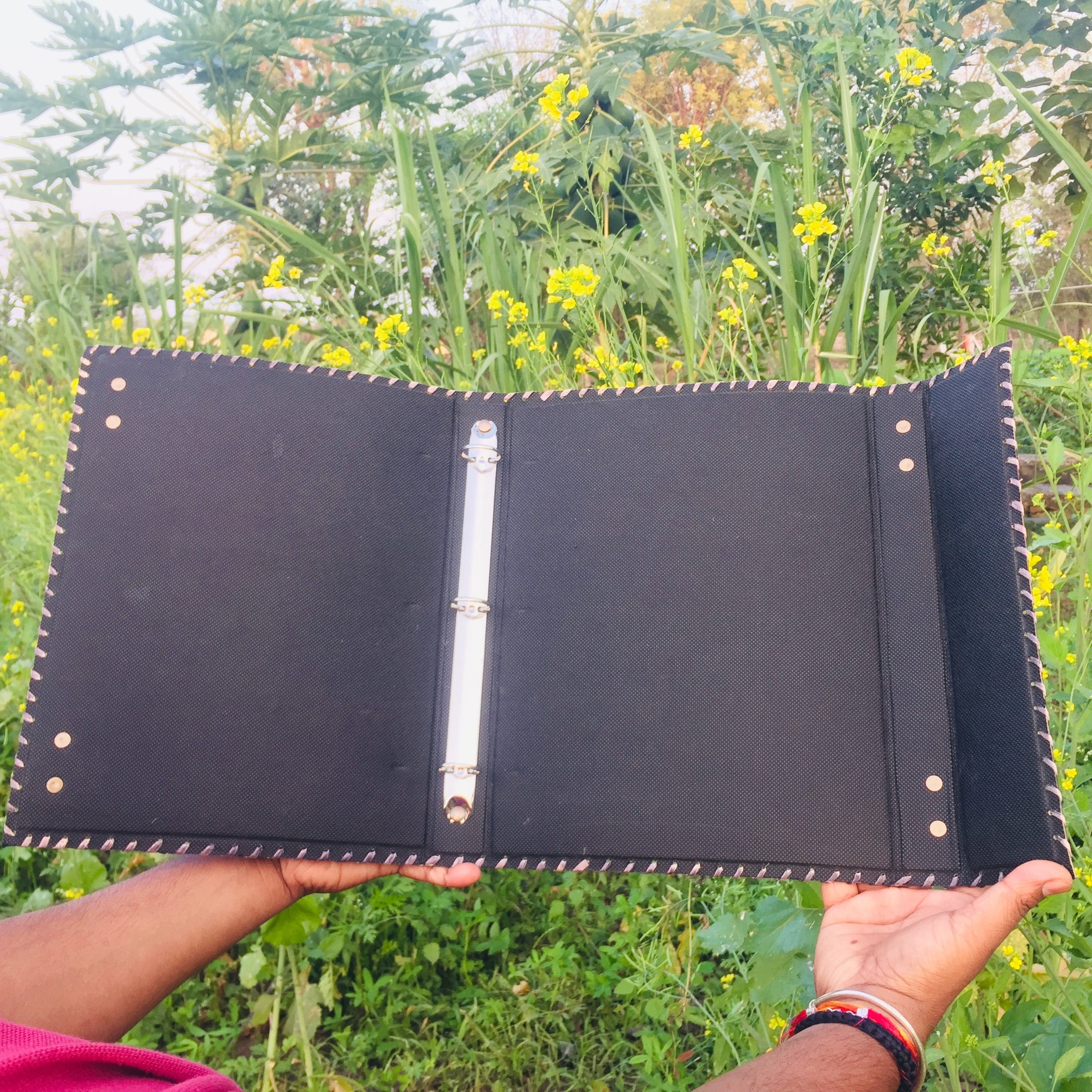 Leather 2/3/4 Ring Binder , Leather Binder, Refillable Large Binder ...