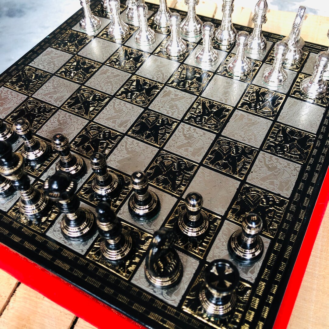 12" Brass and Metal Chess Set Classic Beautifully Hand Crafted Chess ...
