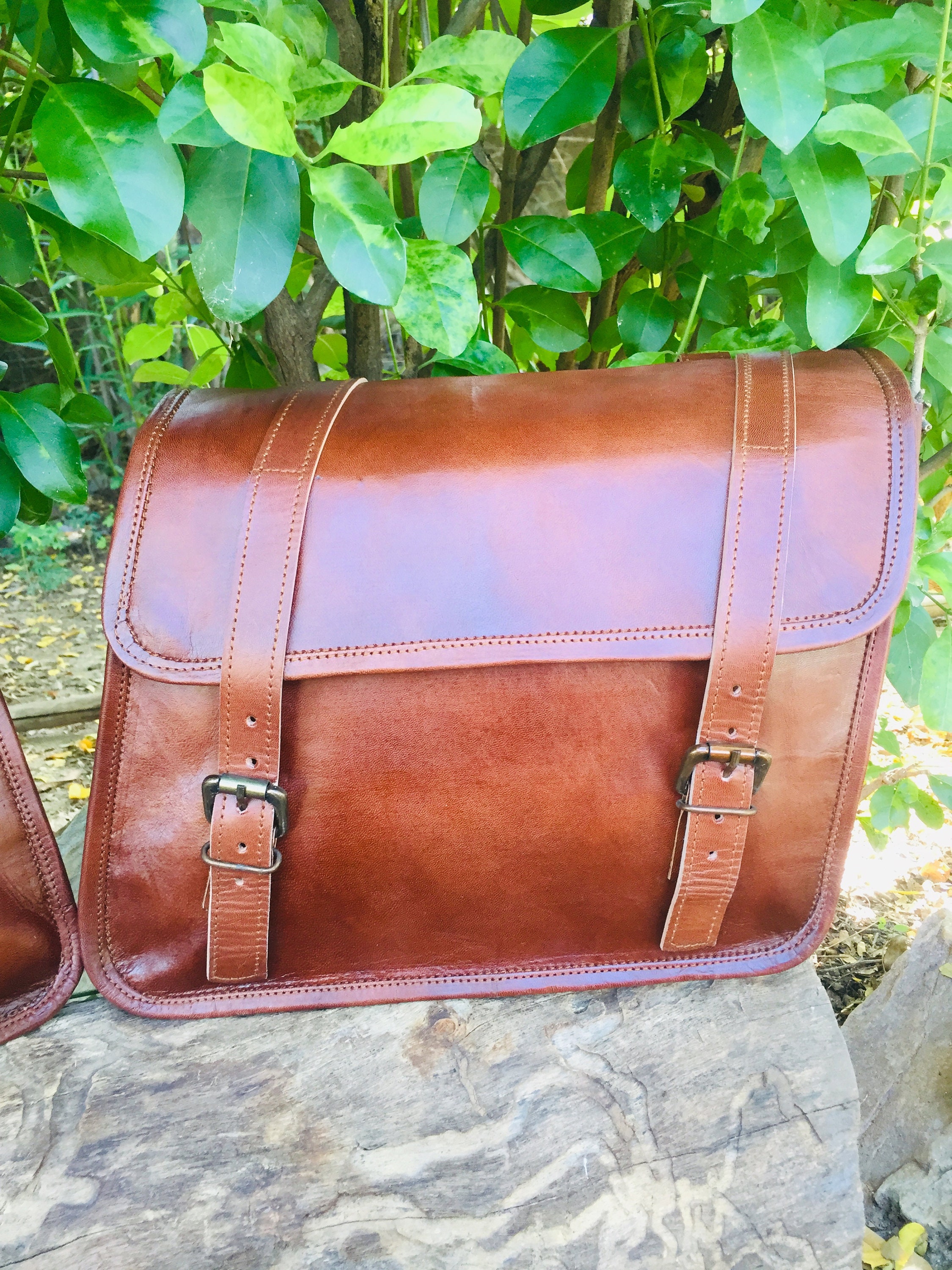 Leather Bike Bag, Motorcycle Saddlebag Pair, Motorcycle Bag, Right Left ...