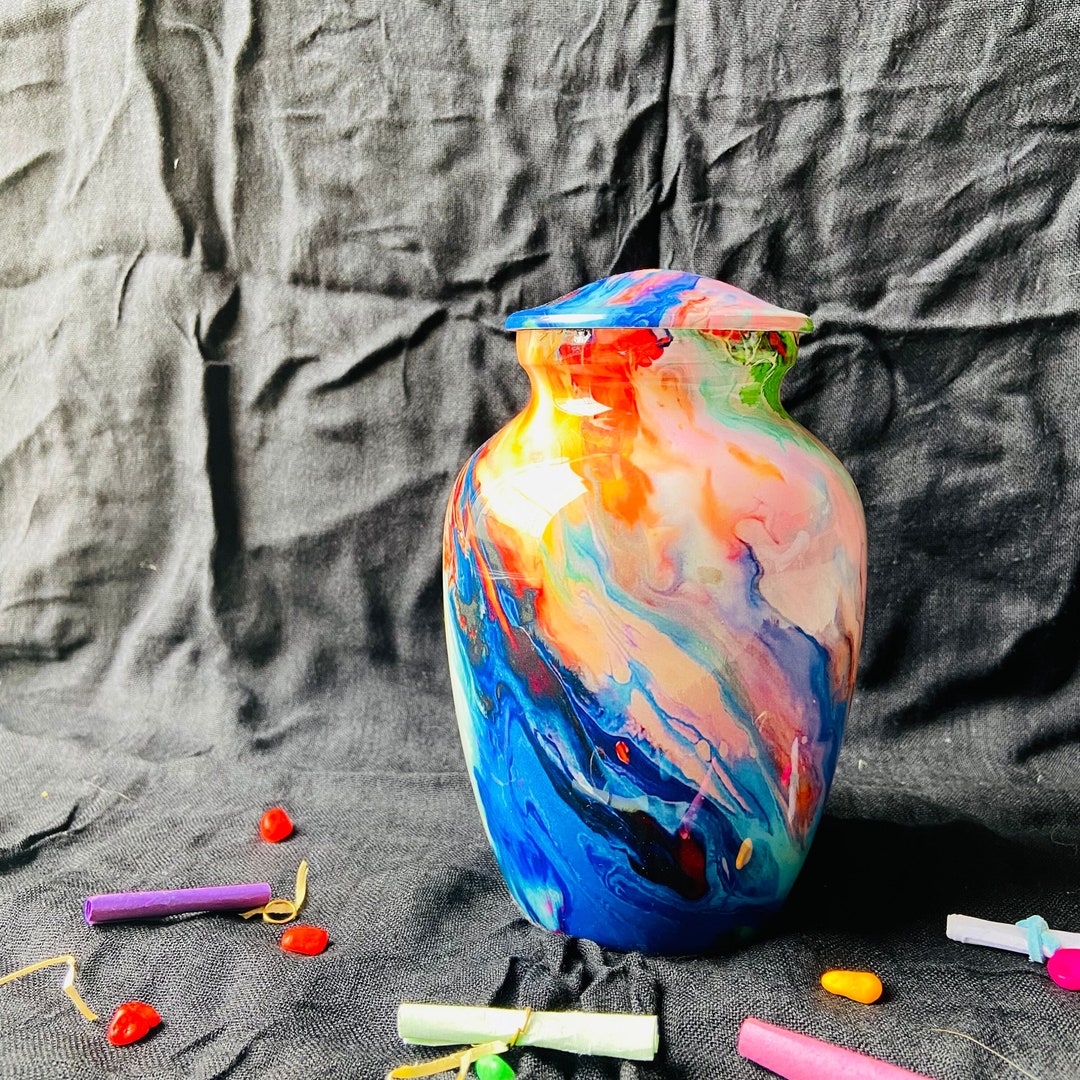 Urns for Human Ashes, Rainbow Urns for Human Ashes, Colorful Urn, Tie ...