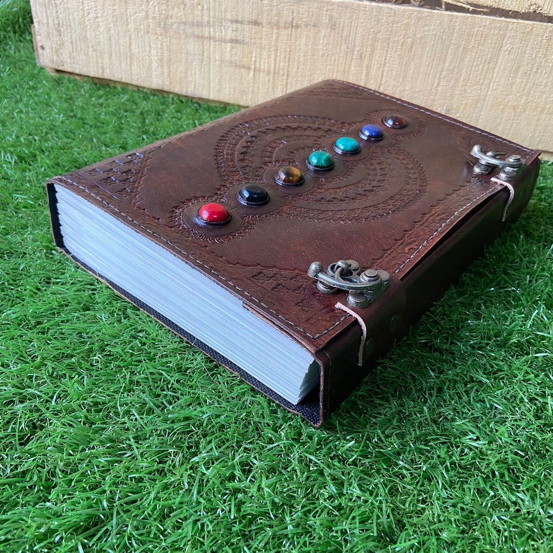 Leather Journal Seven Chakra Medieval Stone Embossed 600 Pages Journal ...