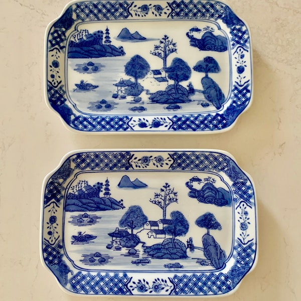 Blue and White Square Plates - Etsy