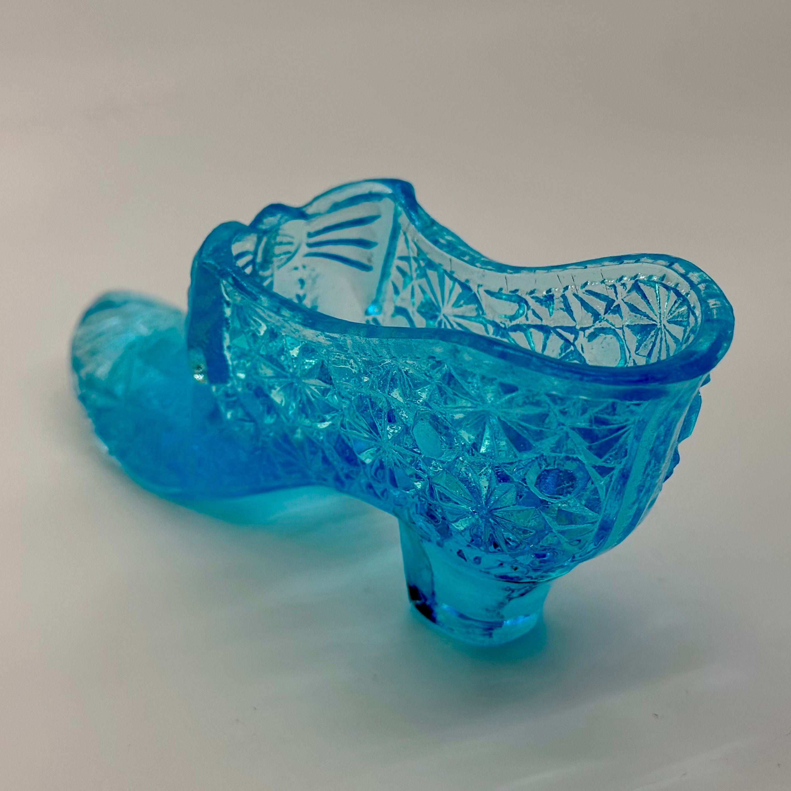 Vintage Blue Daisy & Button Glass Slipper - Etsy