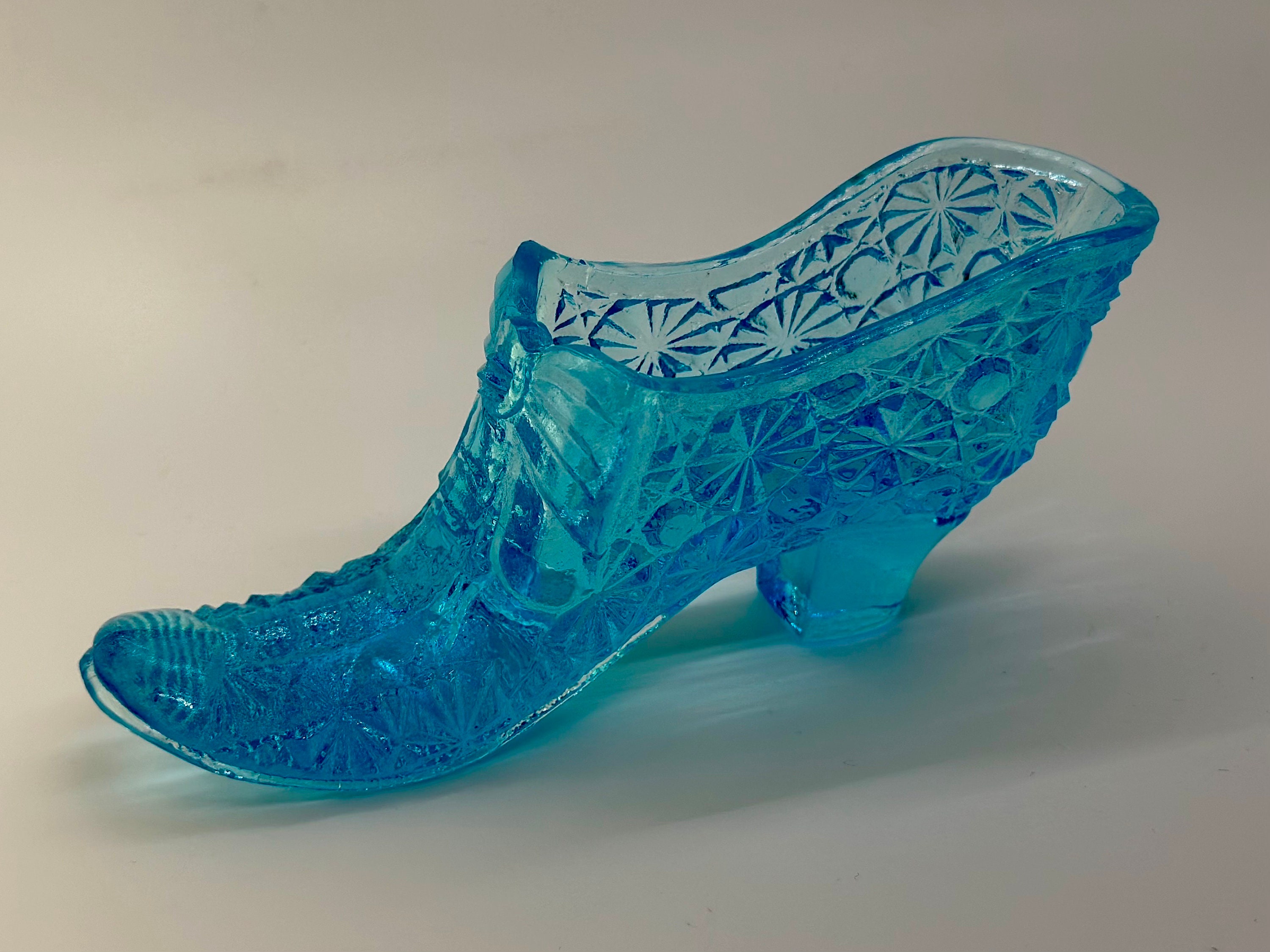 Vintage Blue Daisy & Button Glass Slipper - Etsy