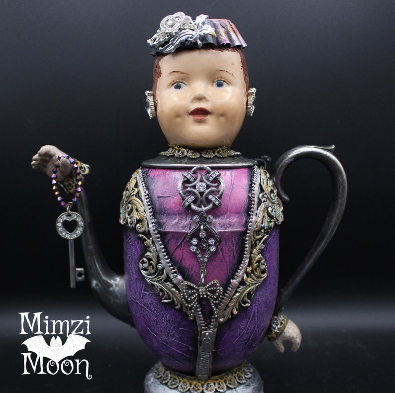 Vintage Altered Doll Mixed Media Teapot Altered Art Tea Pot - Etsy