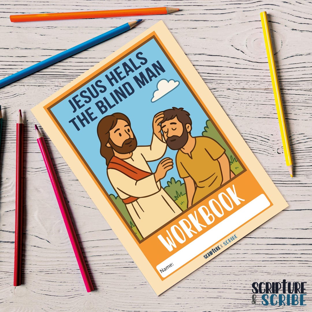 Jesus Heals the Blind Man Bible Workbook, Christian Sunday School ...