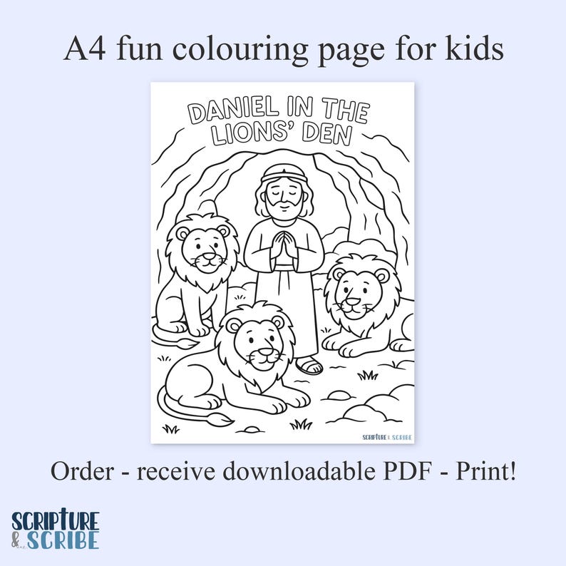 Daniel in the Lions Den Colouring Page - Bible Story Printable ...