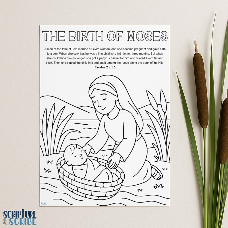 Birth of Moses, Bible Story Printable PDF, Christian Activity for Kids ...