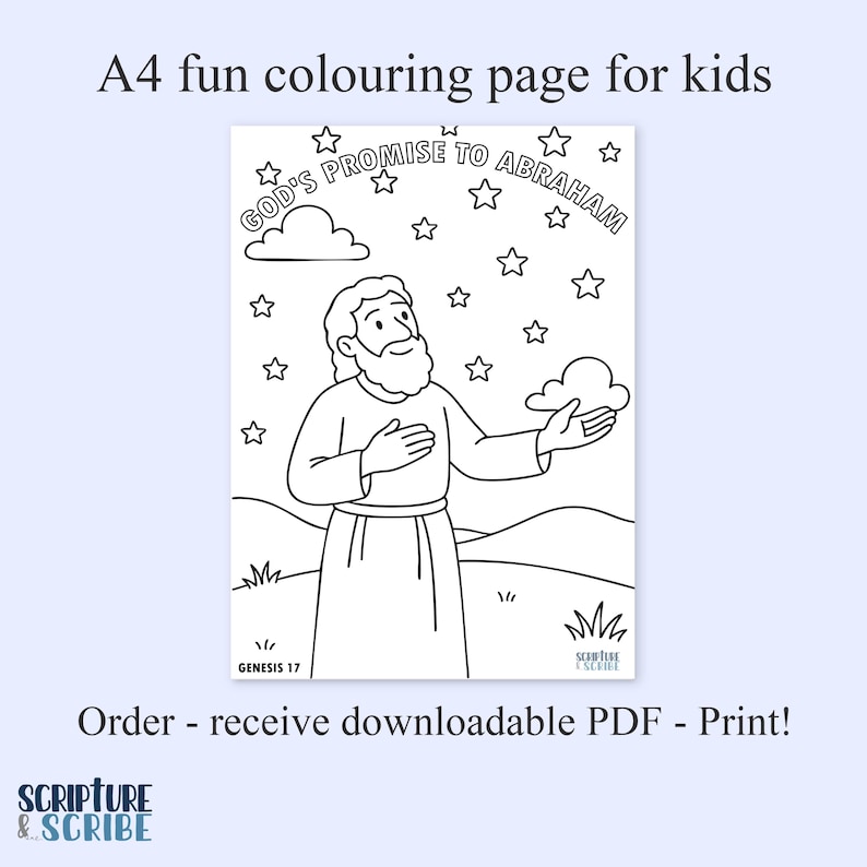 God's Promise to Abraham Coloring Page: Bible Story Printable (A4 PDF ...