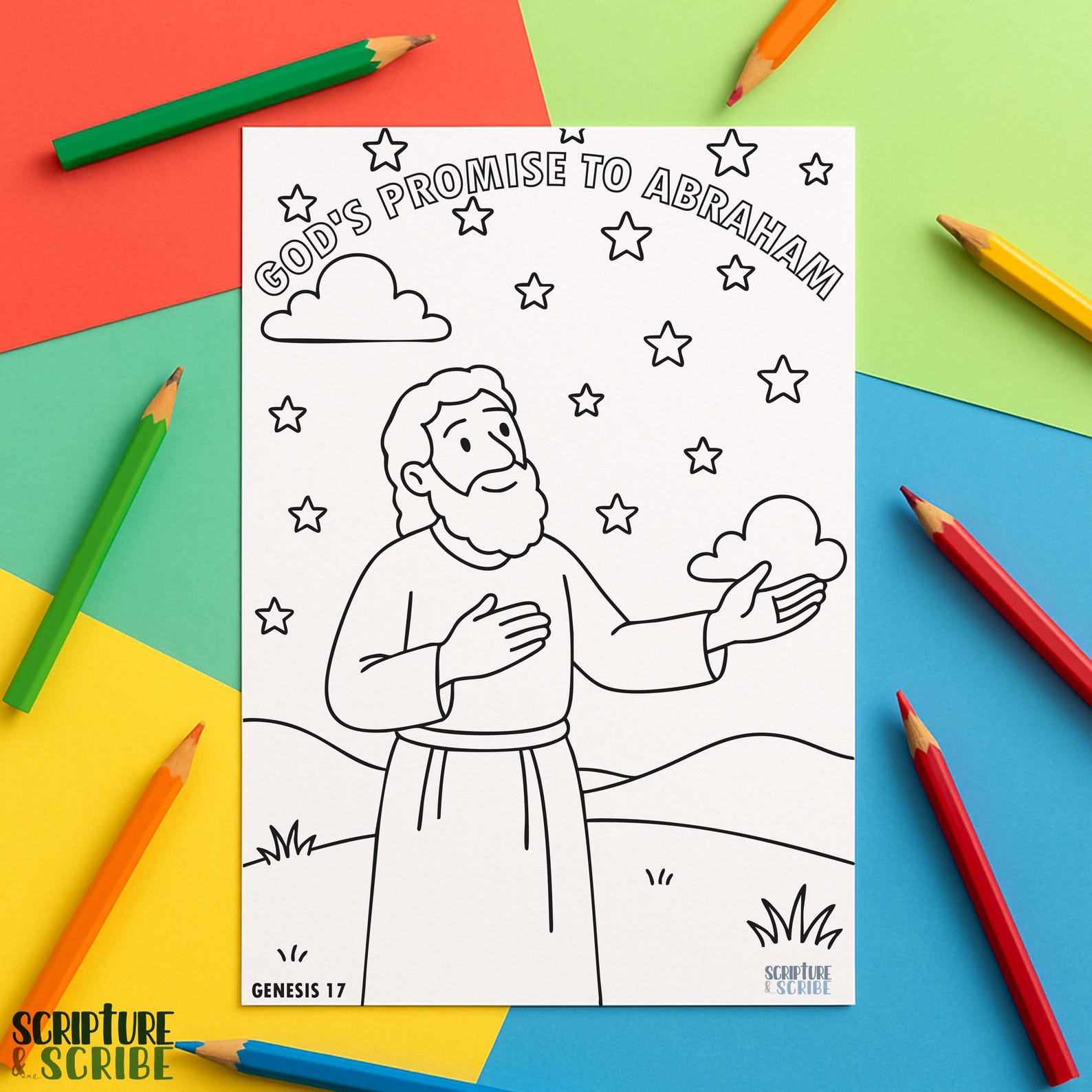 God's Promise to Abraham Coloring Page: Bible Story Printable (A4 PDF ...