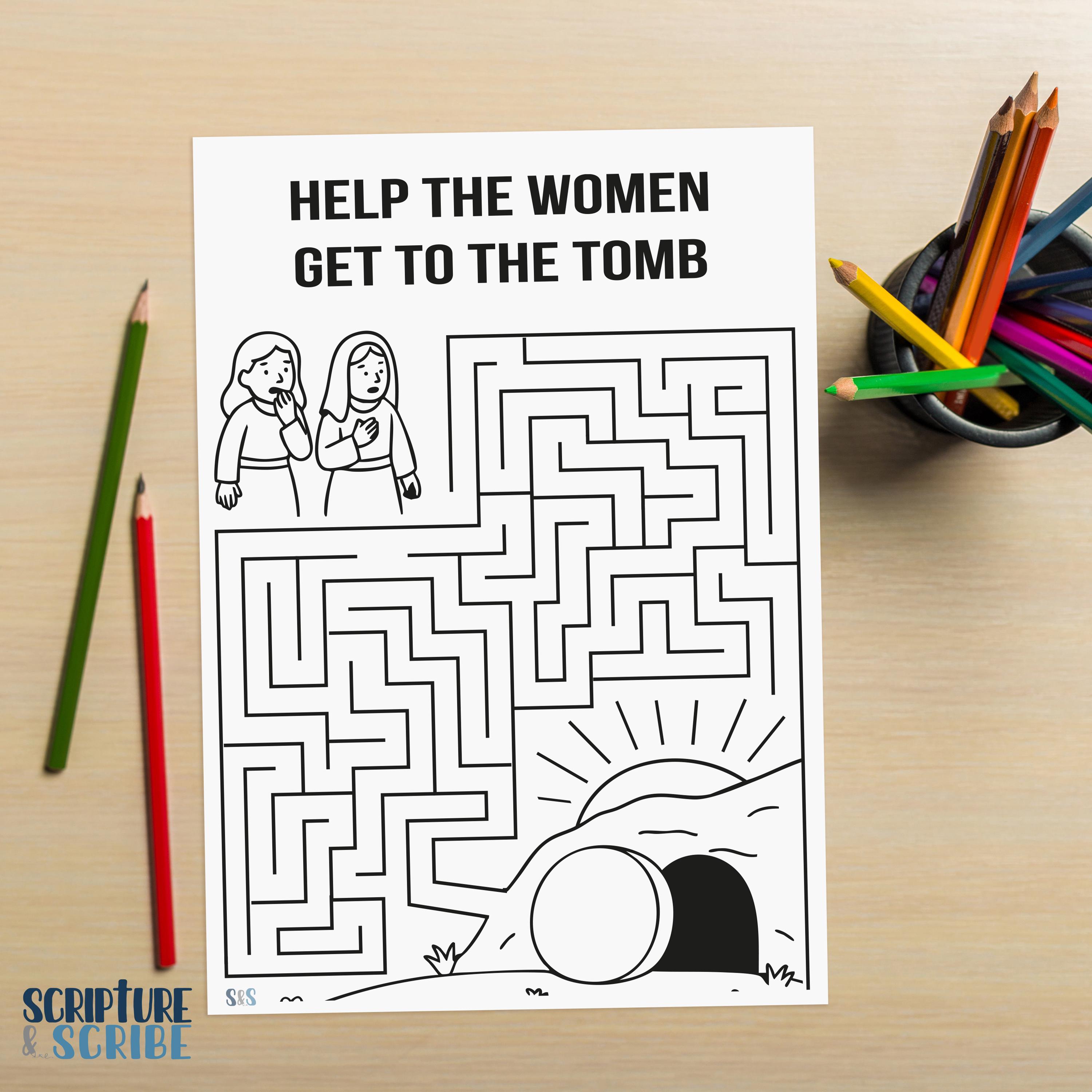 Christian Easter Maze Printable, Help the Women Get to the Tomb ...