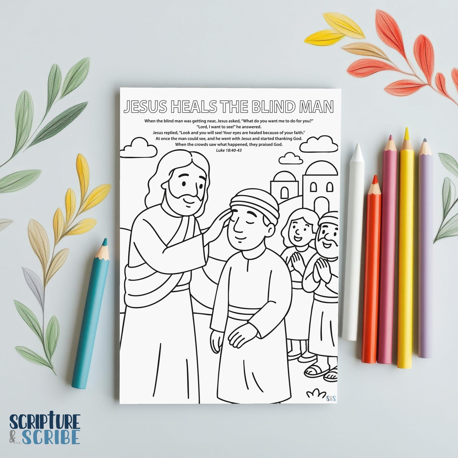 Jesus Heals the Blind Man Colouring Page | Bible Story Printable PDF ...