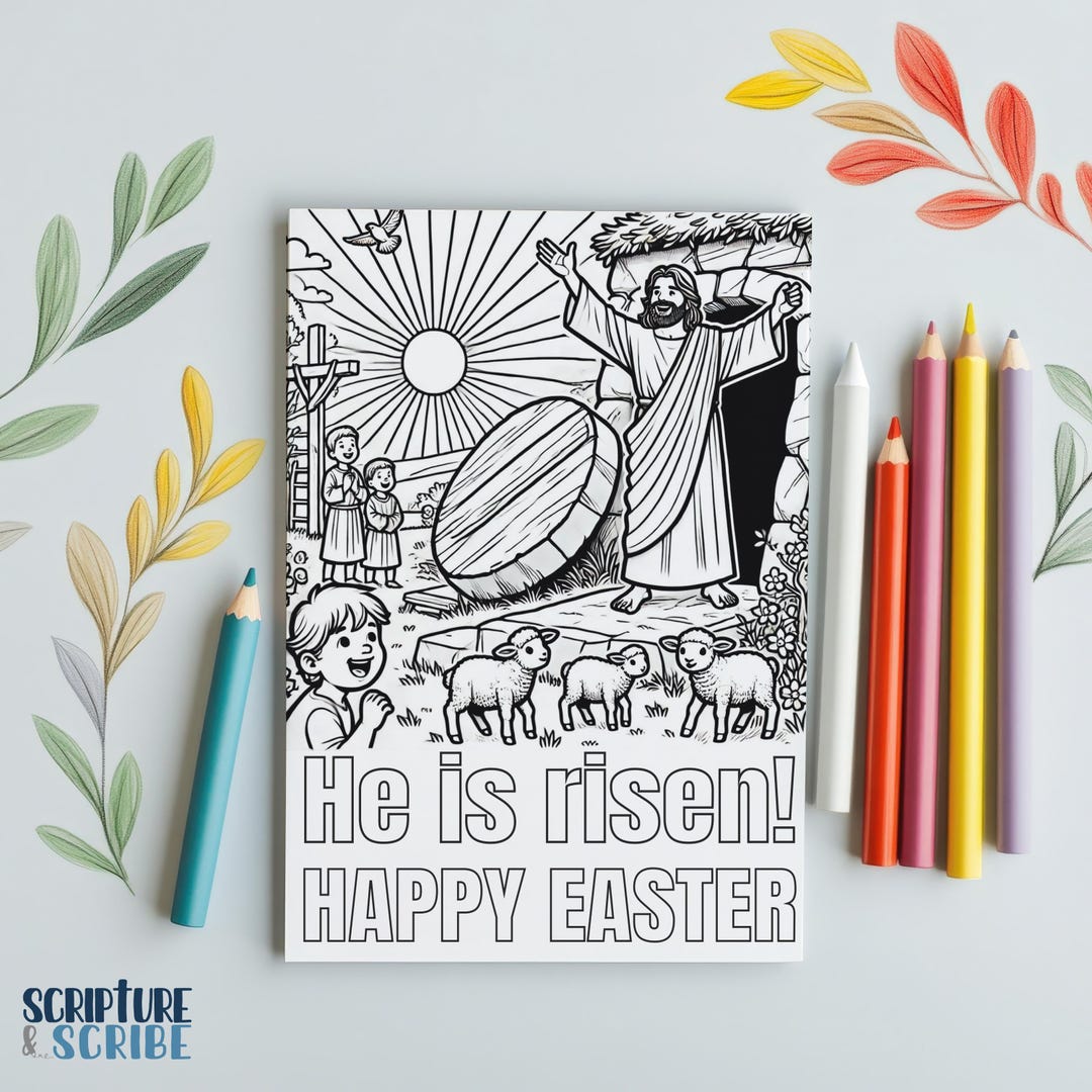 Christian Easter Colouring Page - Jesus Resurrection - Printable A4 PDF ...