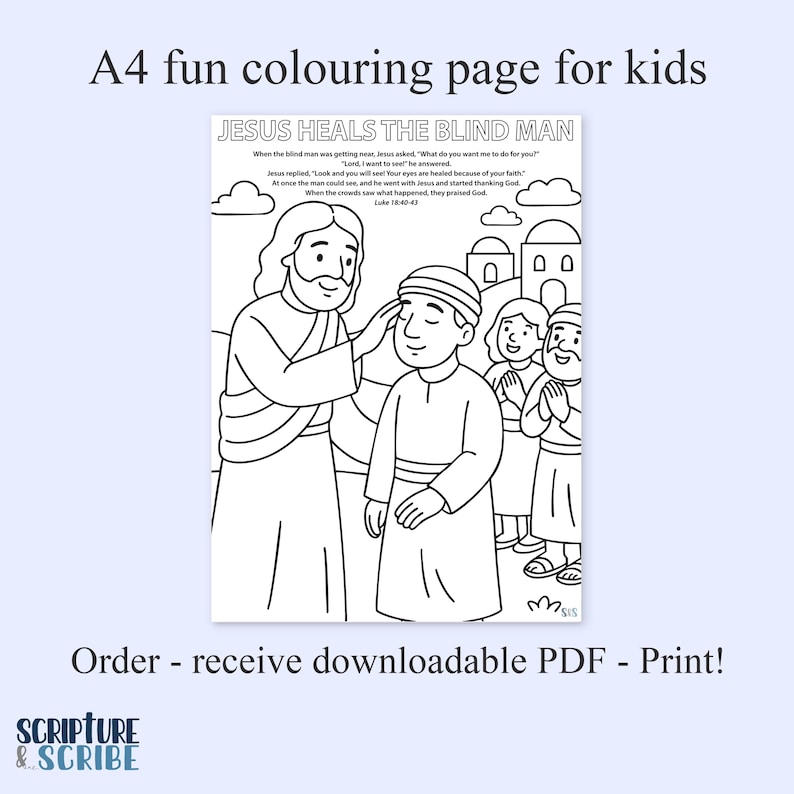 Jesus Heals the Blind Man Colouring Page | Bible Story Printable PDF ...