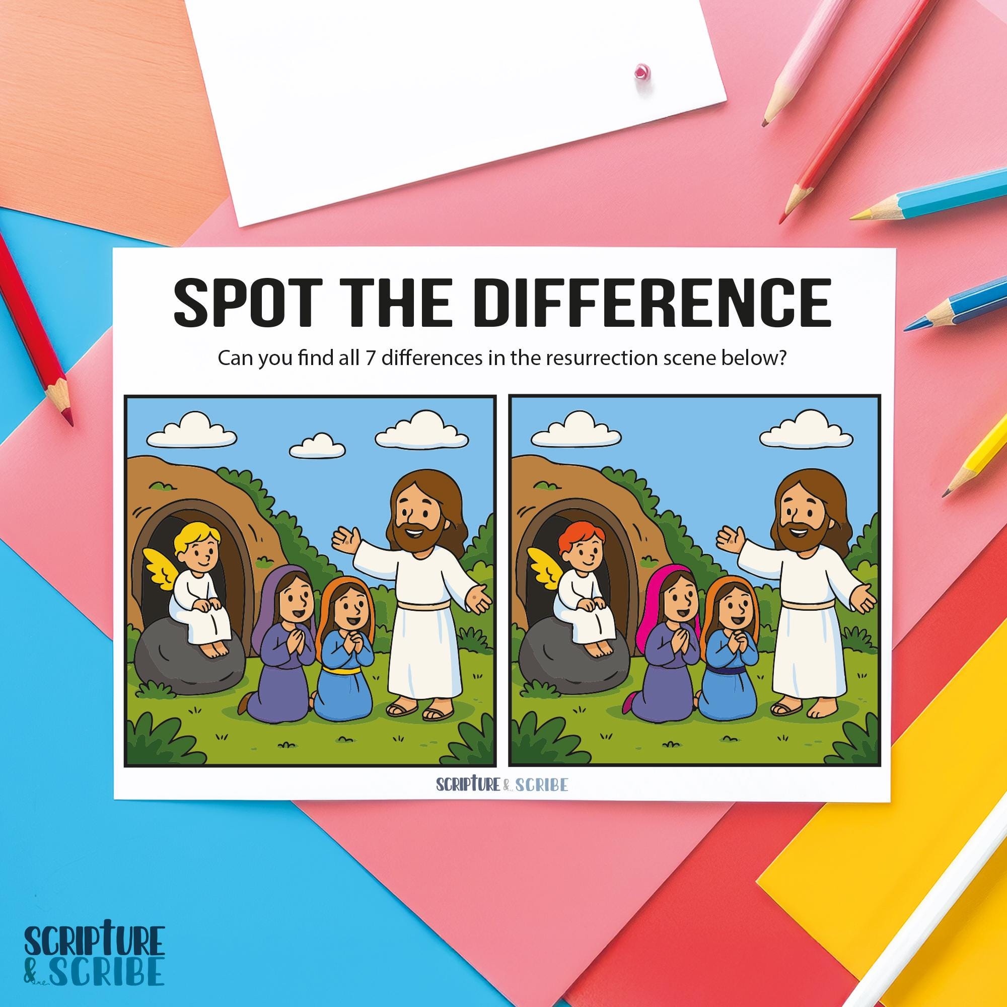 Easter Resurrection Spot the Difference Activity | Printable Christian ...