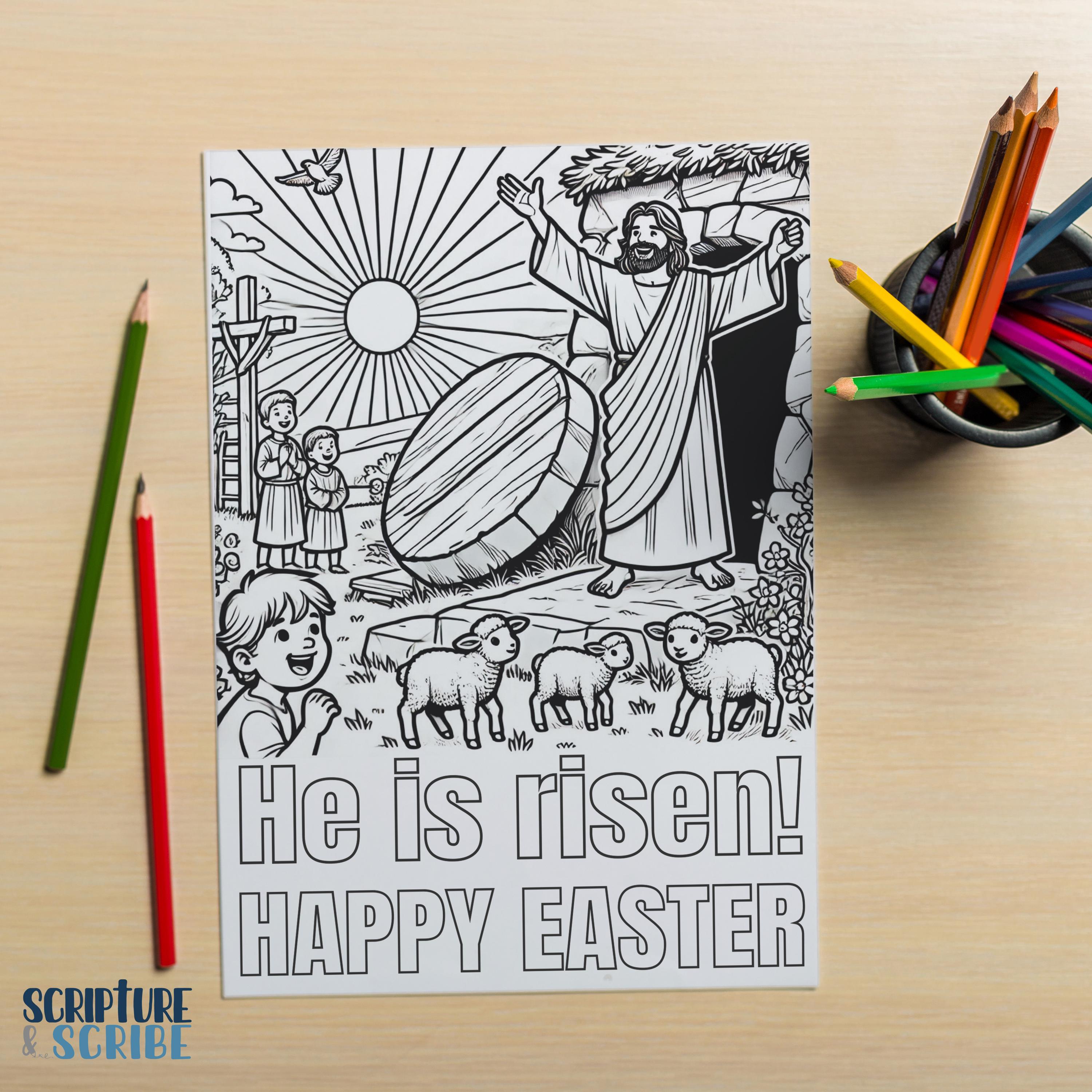Christian Easter Colouring Page - Jesus Resurrection - Printable A4 PDF ...
