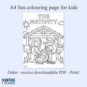 Nativity Scene Kids Colouring Page - Bible Story Printable (A4 PDF ...