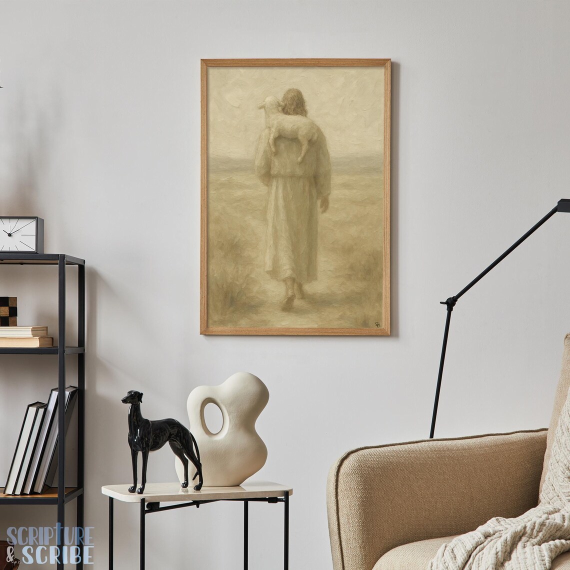 Jesus and the Lost Sheep Print: Christian A3 Oil Painting (digital ...