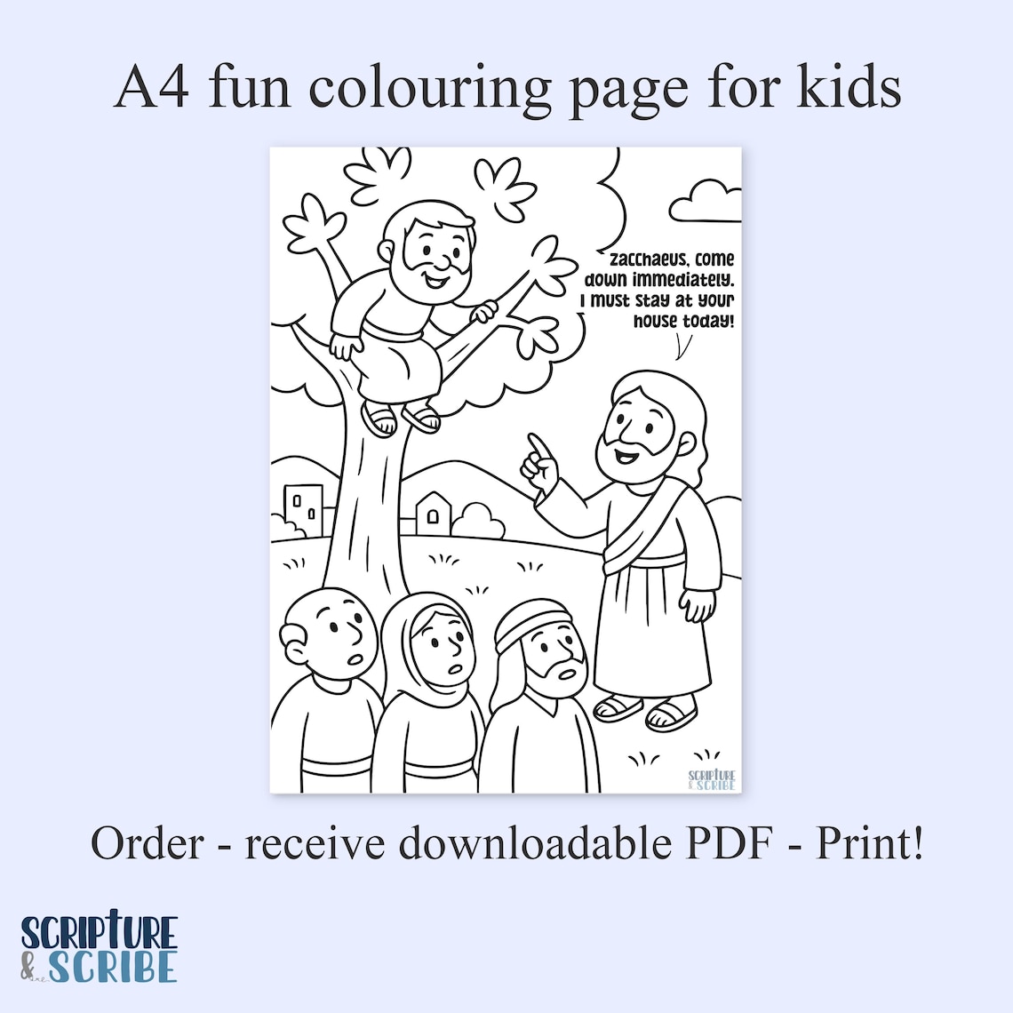 Zacchaeus in the Tree Colouring Page - Bible Story Printable (A4 PDF ...