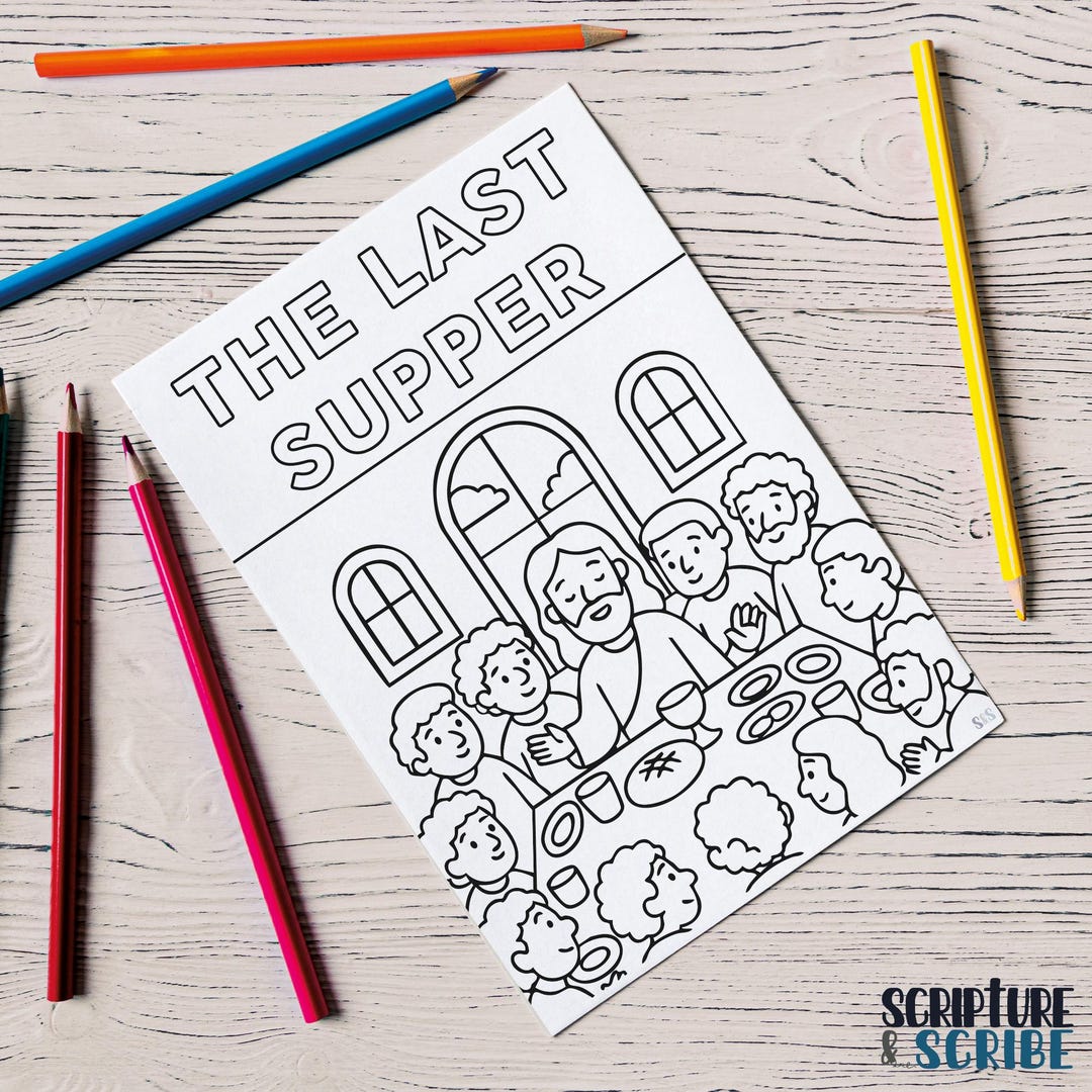 The Last Supper Colouring Page, Christian Easter Printable for Kids ...