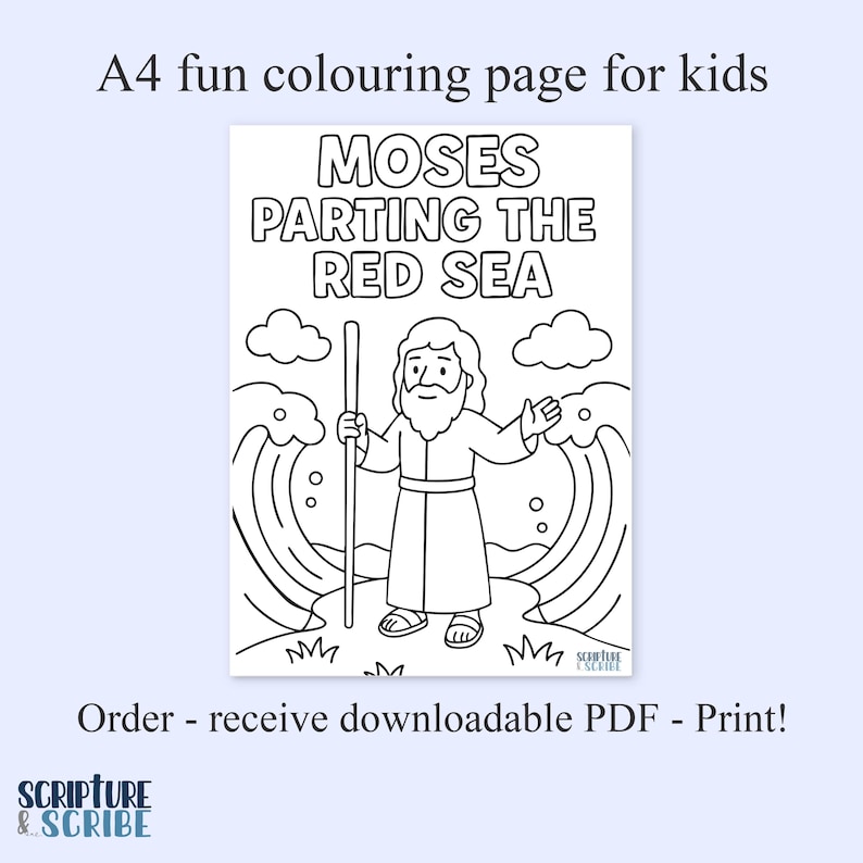 Moses Parts the Red Sea, Bible Story Printable PDF, Christian Activity ...
