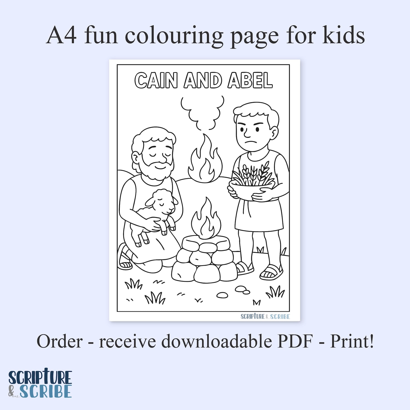 Cain and Abel Bible Colouring Page for Kids | Christian Printable PDF ...
