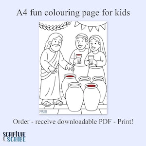 Wedding at Cana Colouring Page: Jesus Turns Water Into Wine (PDF ...