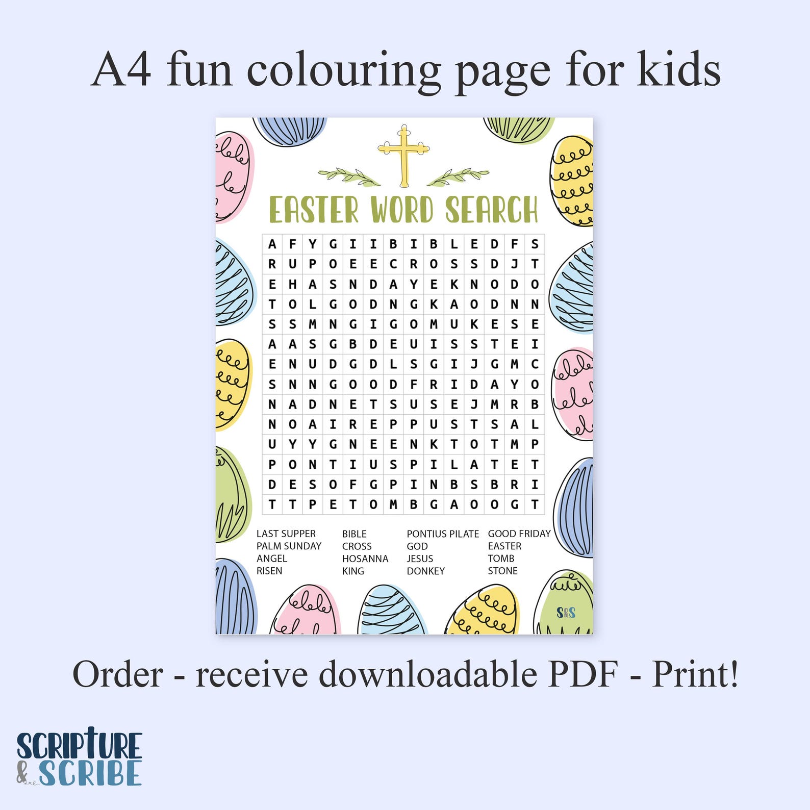 Easter Word Search Printable | Christian Activity for Kids, Bible Word ...
