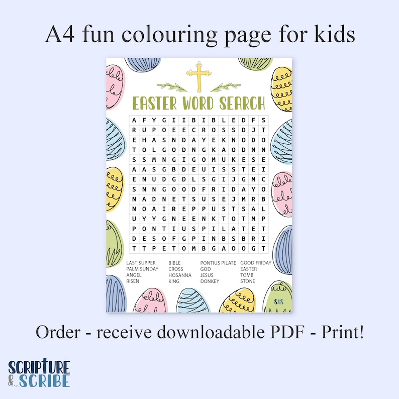 Easter Word Search Printable | Christian Activity for Kids, Bible Word ...