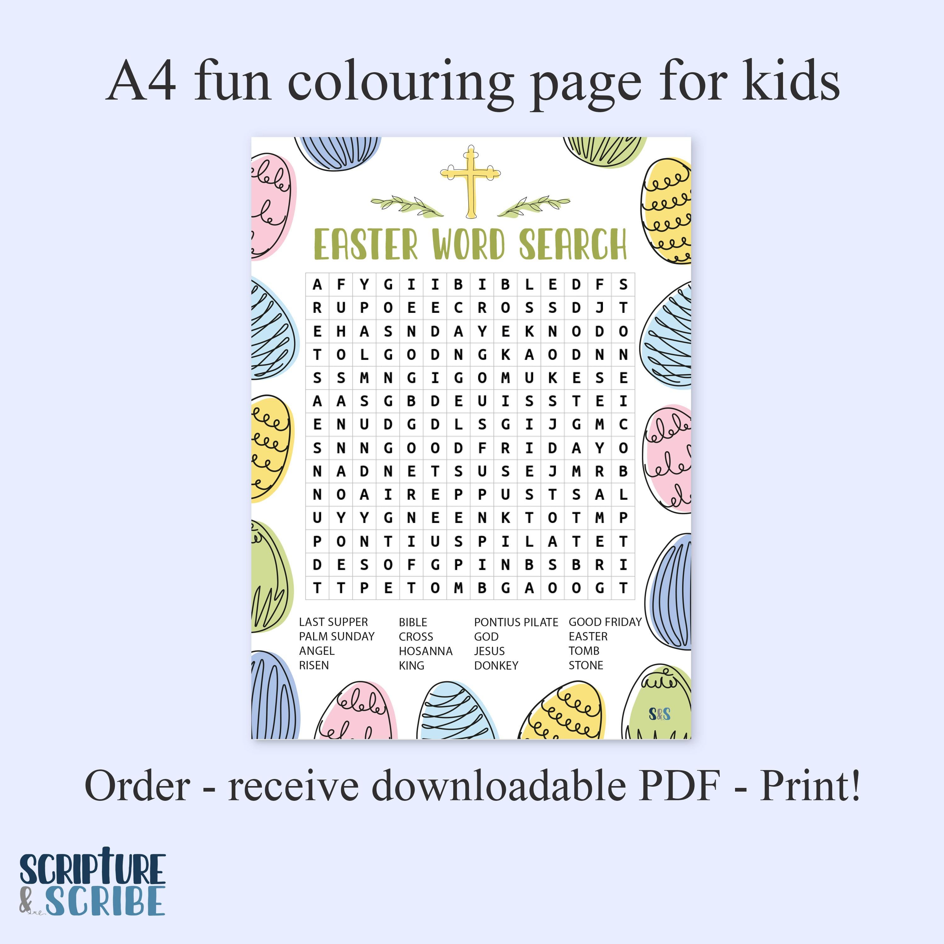 Easter Word Search Printable | Christian Activity for Kids, Bible Word ...