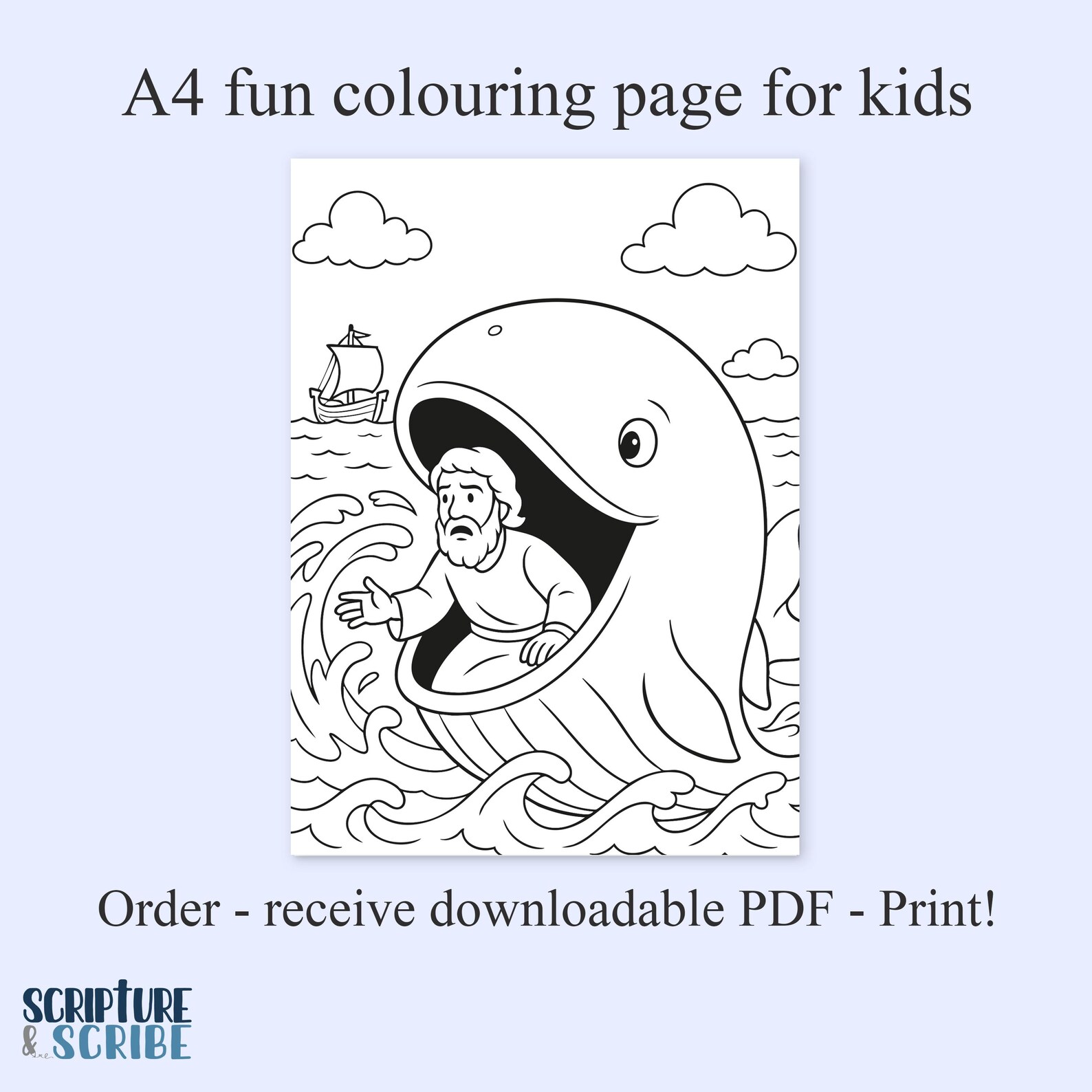 Jonah and the Whale - Bible Story Printable PDF, Christian Activity for ...