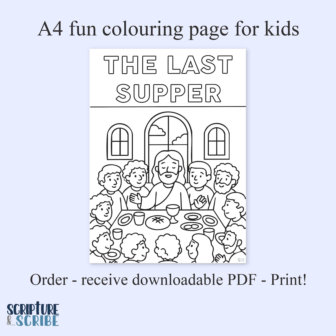 The Last Supper Colouring Page, Christian Easter Printable for Kids ...