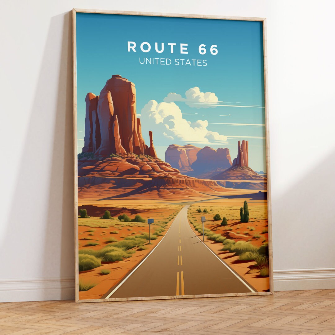 Route 66 United States America Travel Print Wall Art, Route 66 USA ...