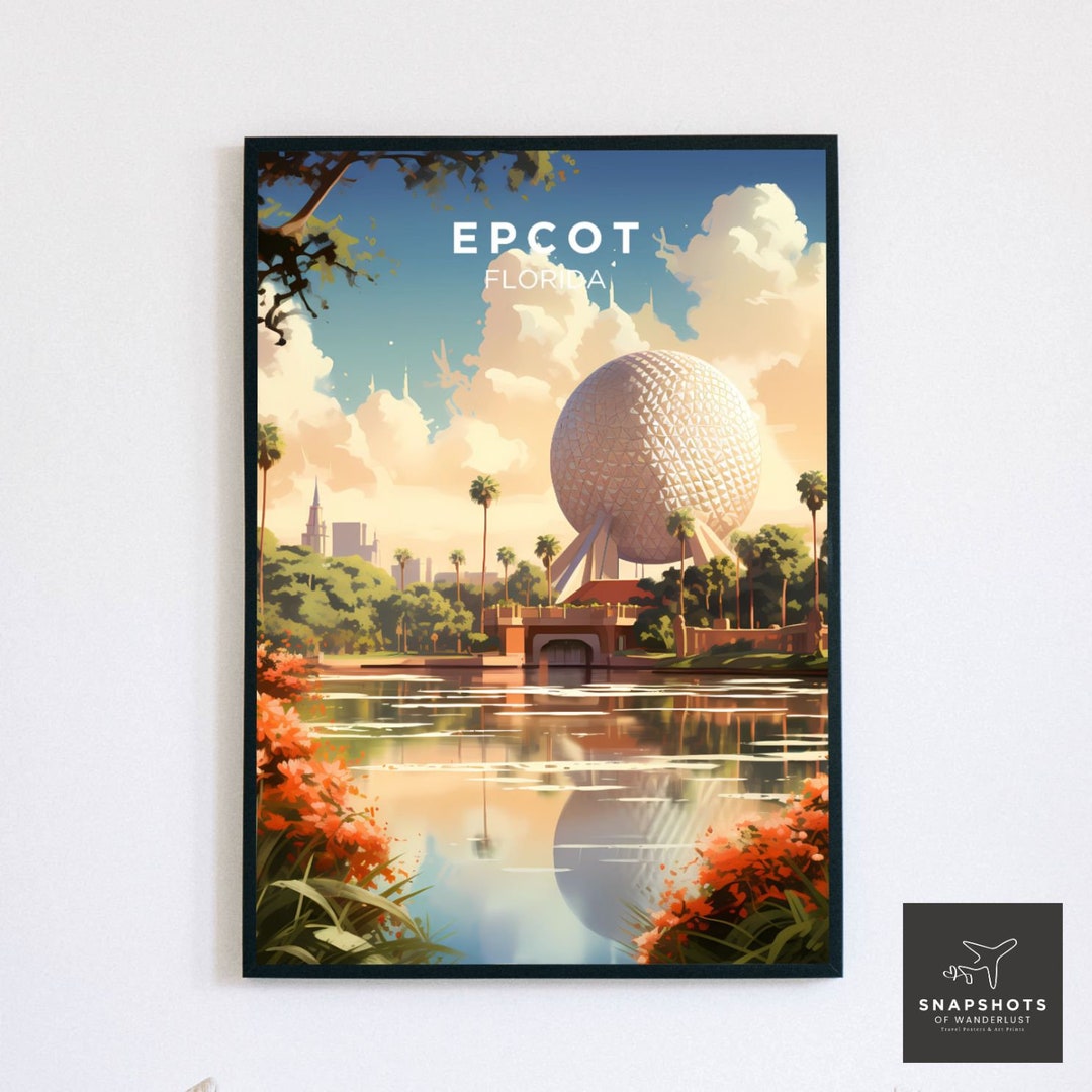 Epcot Travel Print Wall Art, Epcot Florida Wall Hanging Home Decoration ...