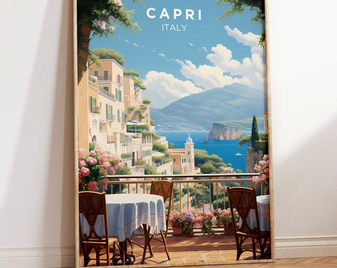 Capri Art Print Skyline, Capri Poster, Vertical Print, Capri Italy ...