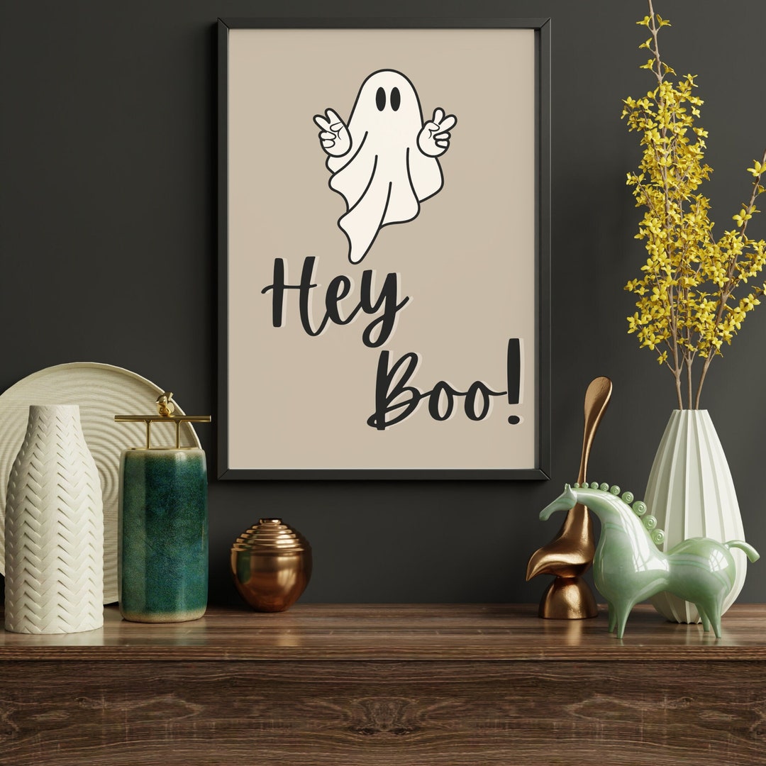 Hey Boo Printable Art Cute Halloween Printable Halloween Humor Trendy ...