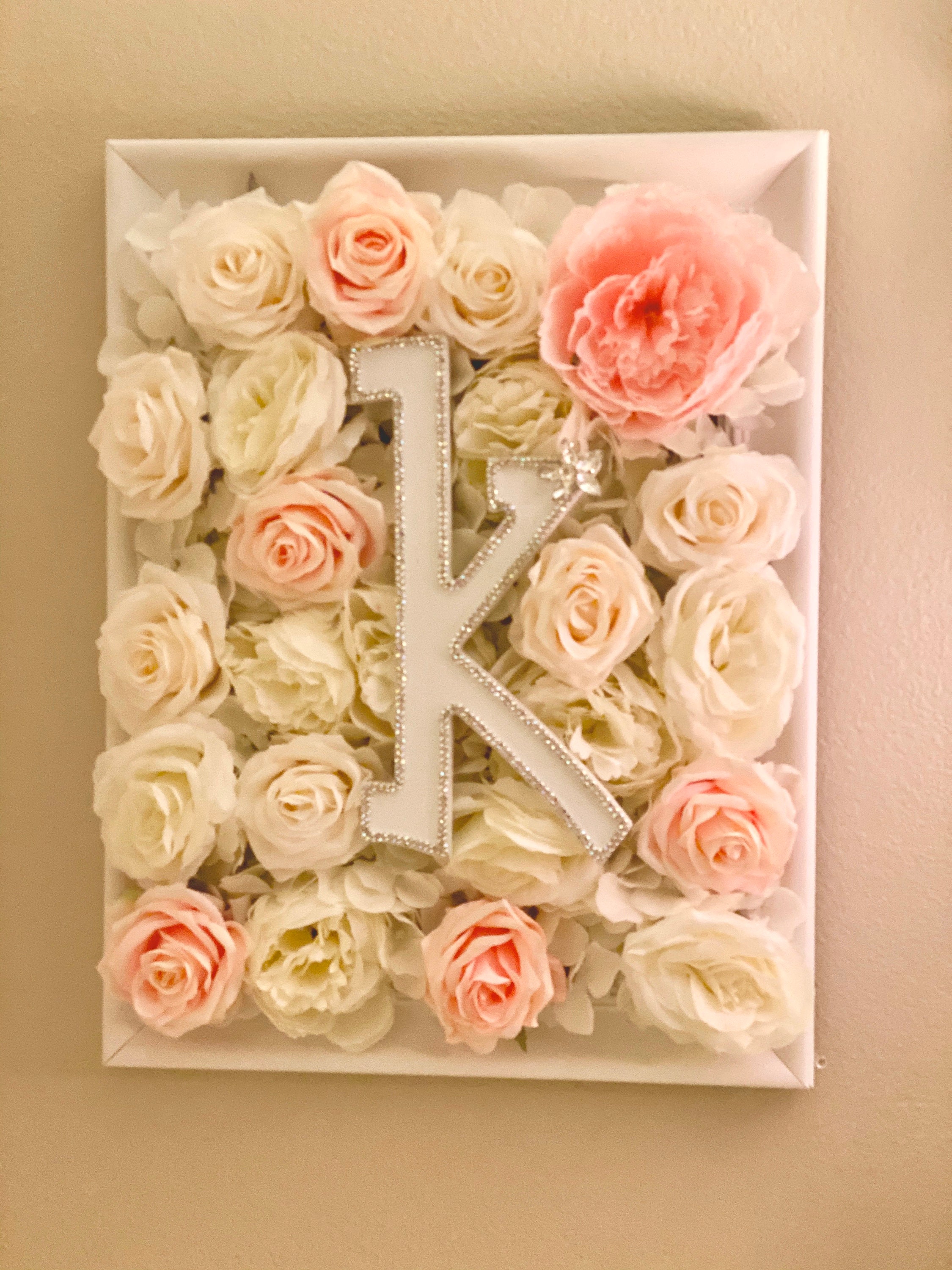 Rhinestone Letter Flower Frame - Etsy