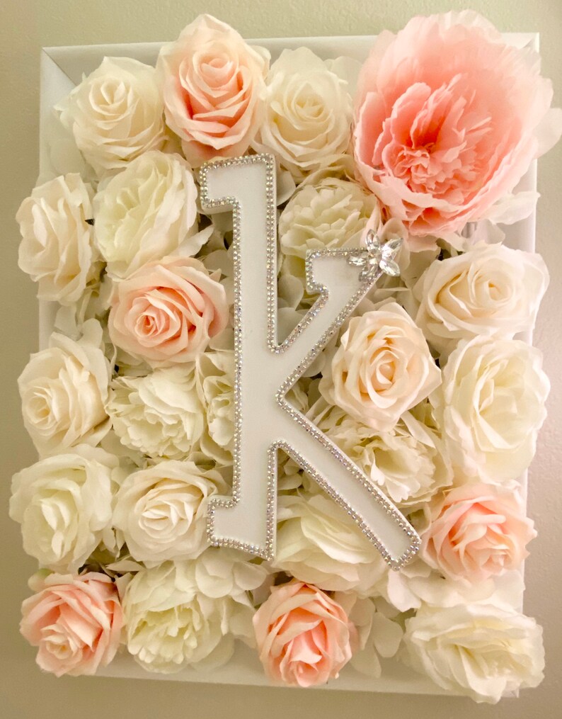 Rhinestone Letter Flower Frame - Etsy
