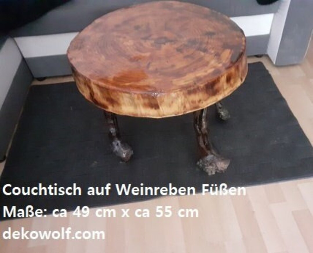 Coffee Table With Tree Disc, Vine Feet, Sealed in Epoxy Resin - Etsy