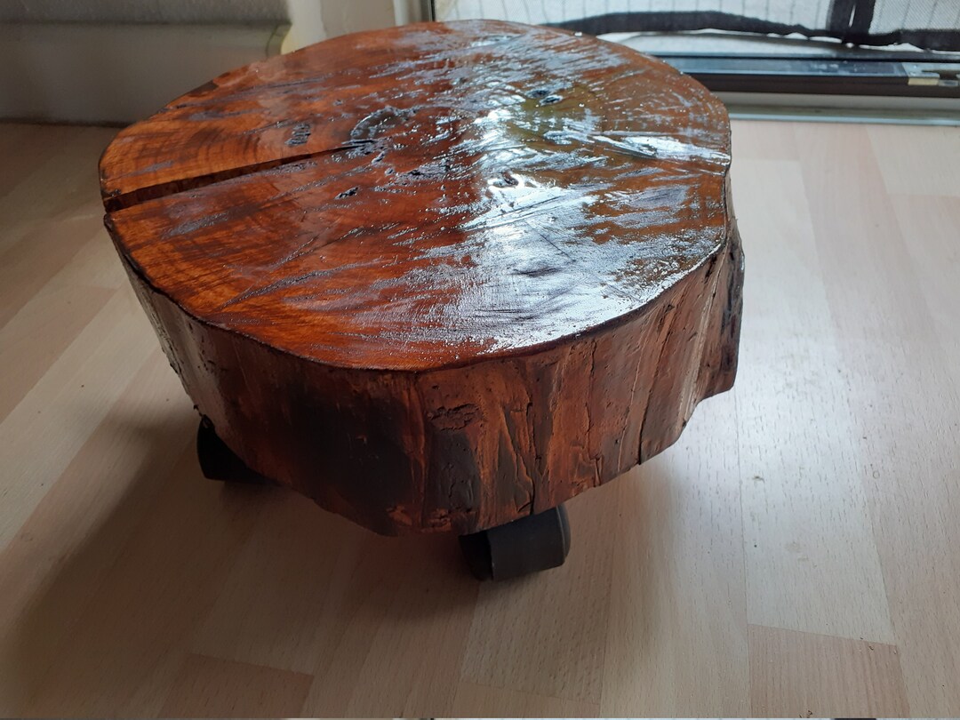 Flower Table, Coffee Table, Side Table Made of Tree Slices on Wheels - Etsy
