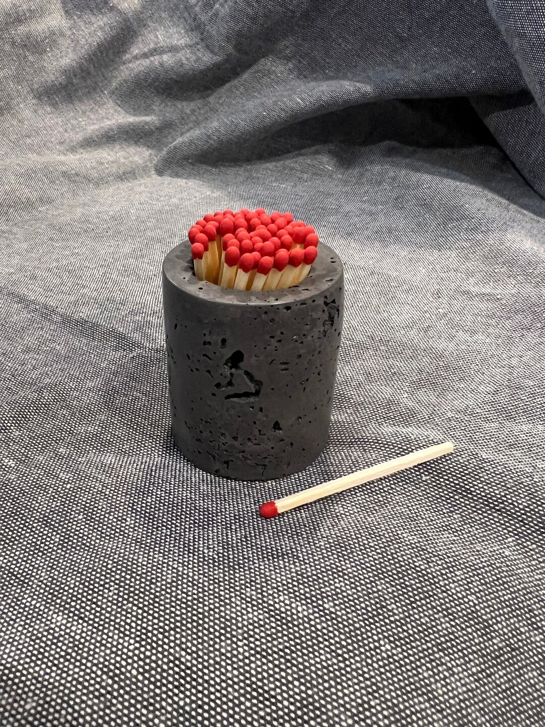 Handmade Concrete Matchstick Holder W/striker on Base dark Grey ...