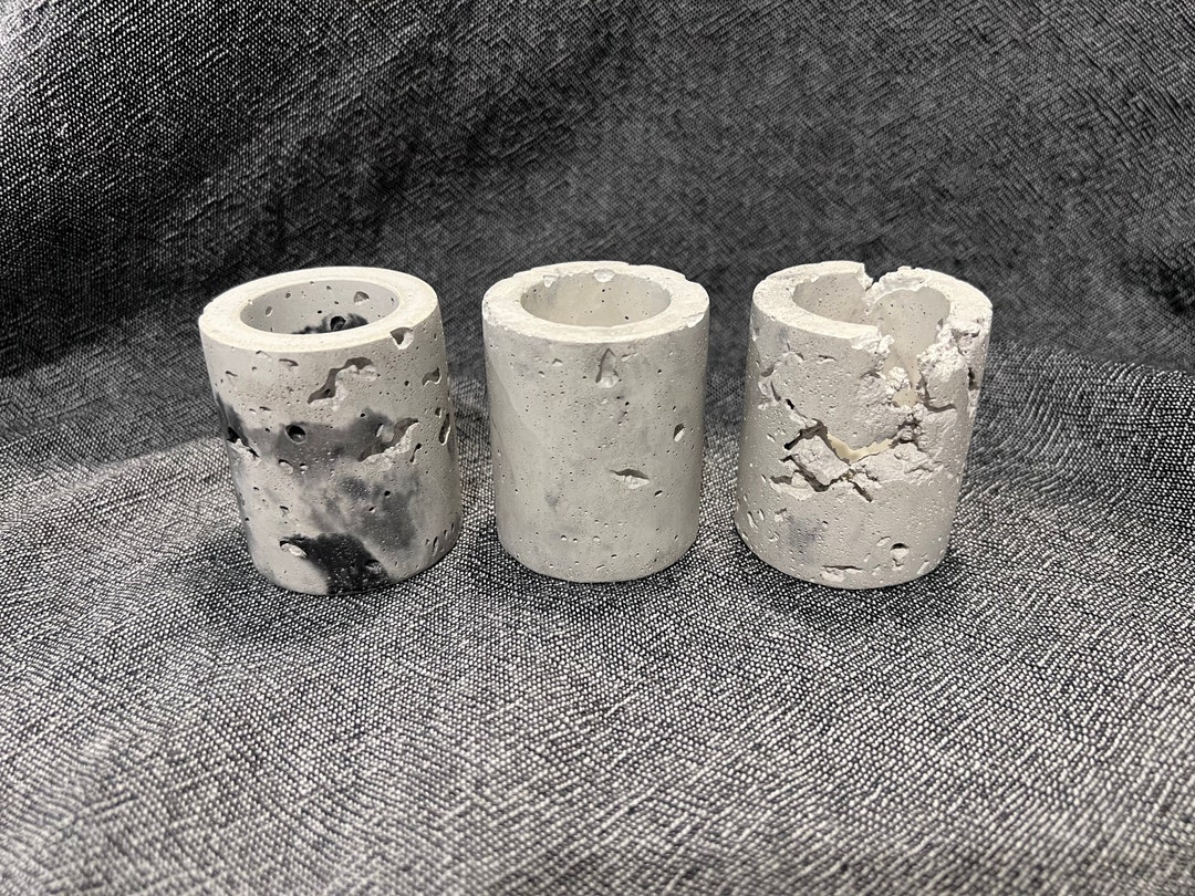MATCHSTICK VESSEL W/ Striker on Base - Handmade Concrete - Match Pot ...