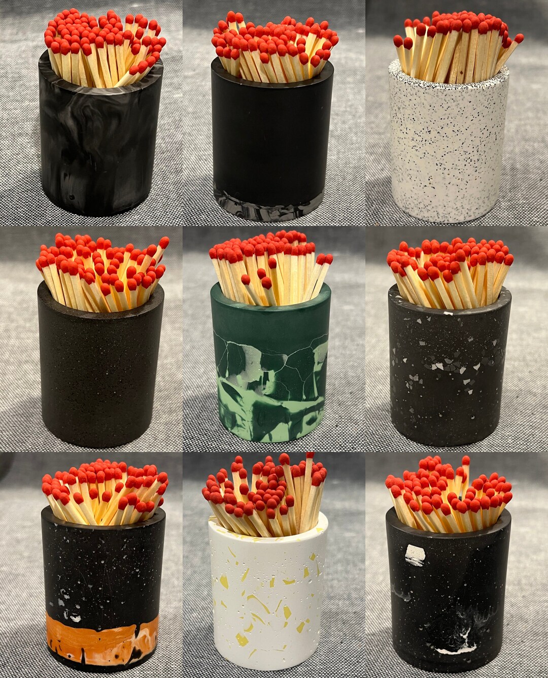 Handmade Jesmonite Matchstick Holder W/striker on Base (cylinder ...