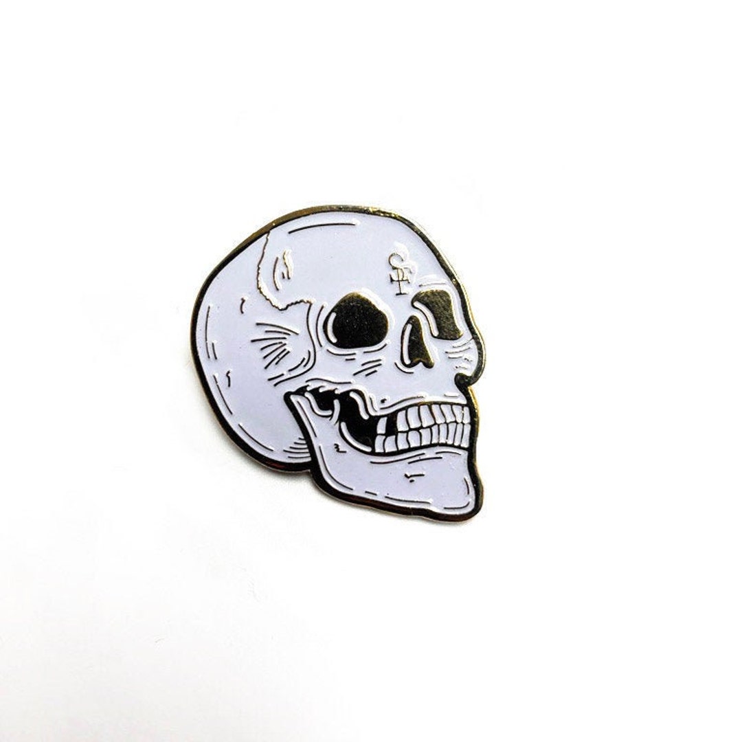 Scissor Skull Enamel Pin | Gold Tooth - Etsy