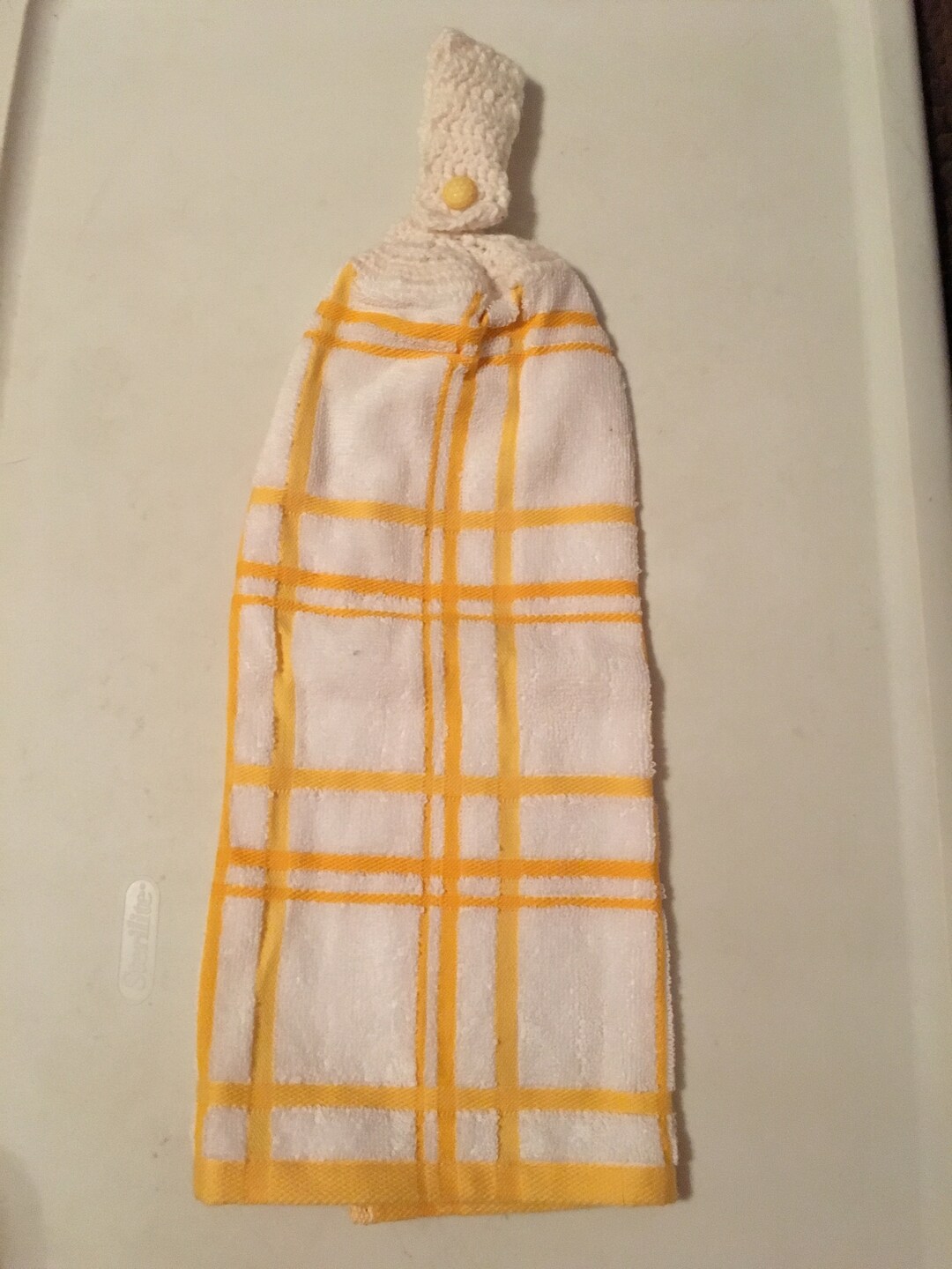 Crocheted Top Yellow Kitchen Towel - Etsy