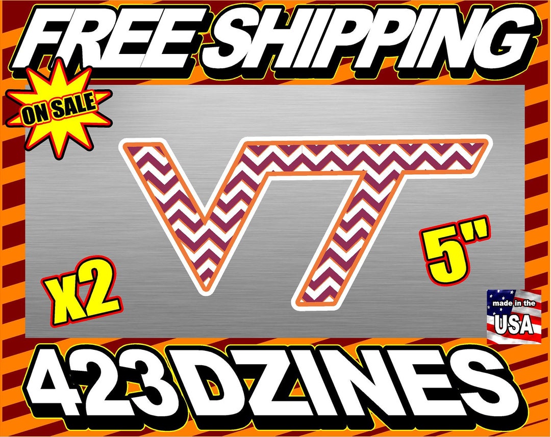 Virginia Tech Chevron 5'' Vinyl Car Decal Buy 1 Get 1 Free - Etsy